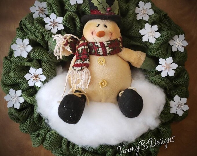 Burlap Snowman Wreath Snowman Wreath Winter Snowman Wreath - Etsy
