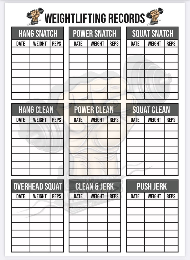 Printable PDF Weightlifting Journal for Crossfit and Gym, Print Your ...