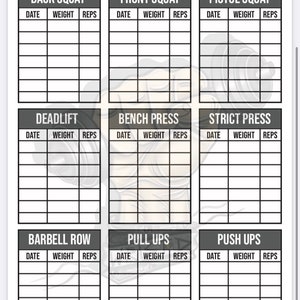 Printable PDF Weightlifting Journal for Crossfit and Gym, Print Your ...