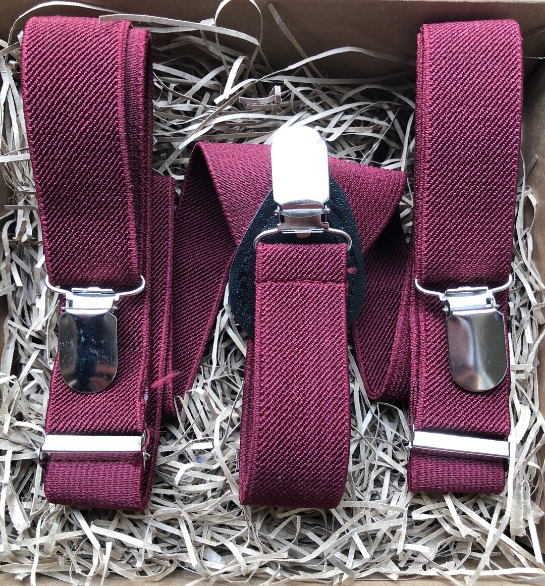 Men's Burgundy Braces, Men's Suspenders, Braces for Men, Suspenders for ...