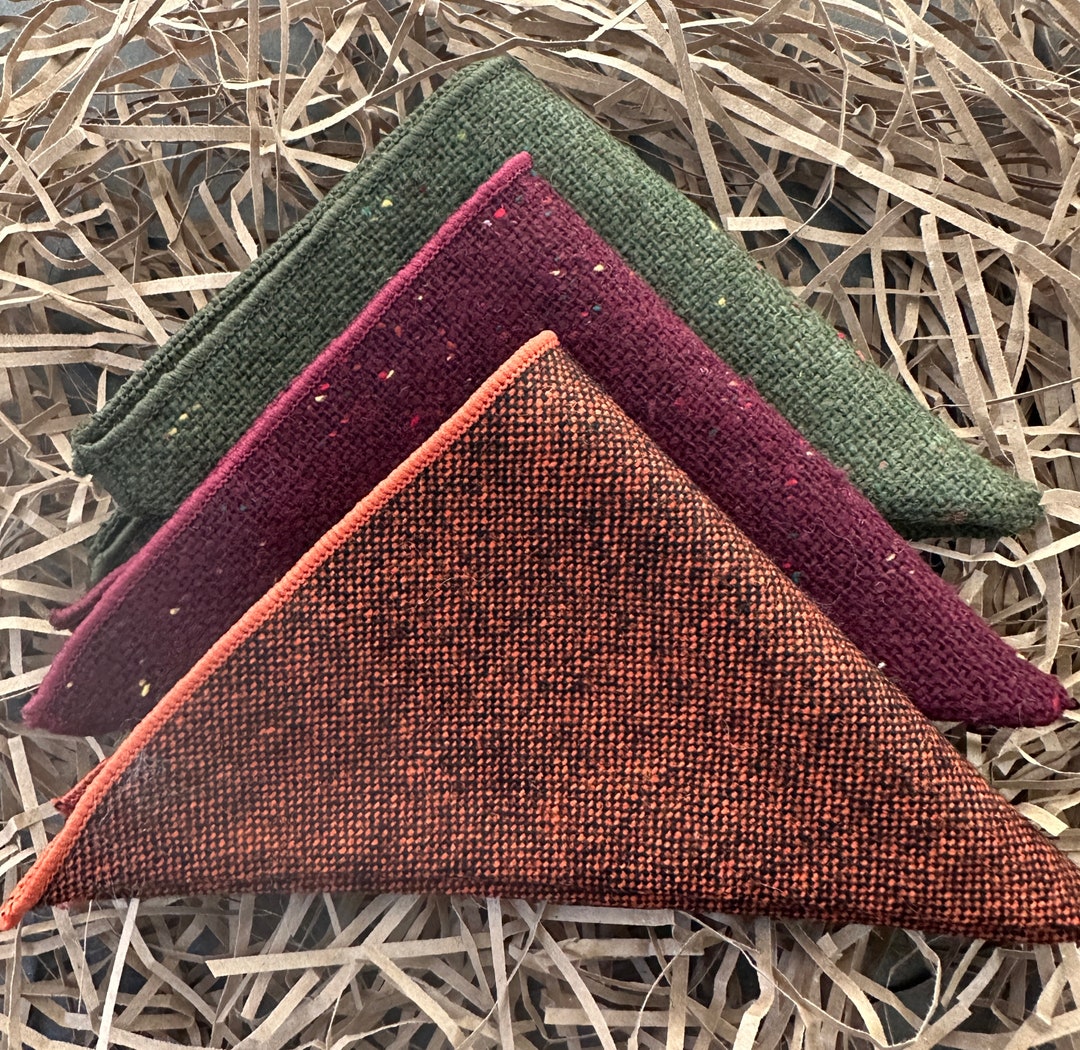 Wool Pocket Square Set, Autumnal EDC Hanky, Men's Anniversary Gift - Etsy
