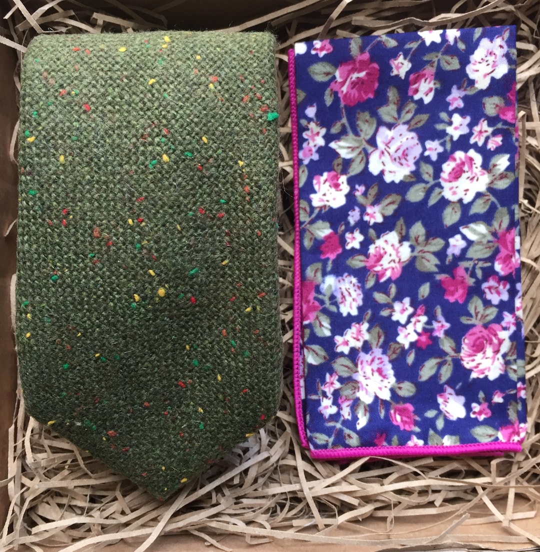 The Moss & Blue Rose: Moss Green Men's Tie Set - Floral Pocket Square ...