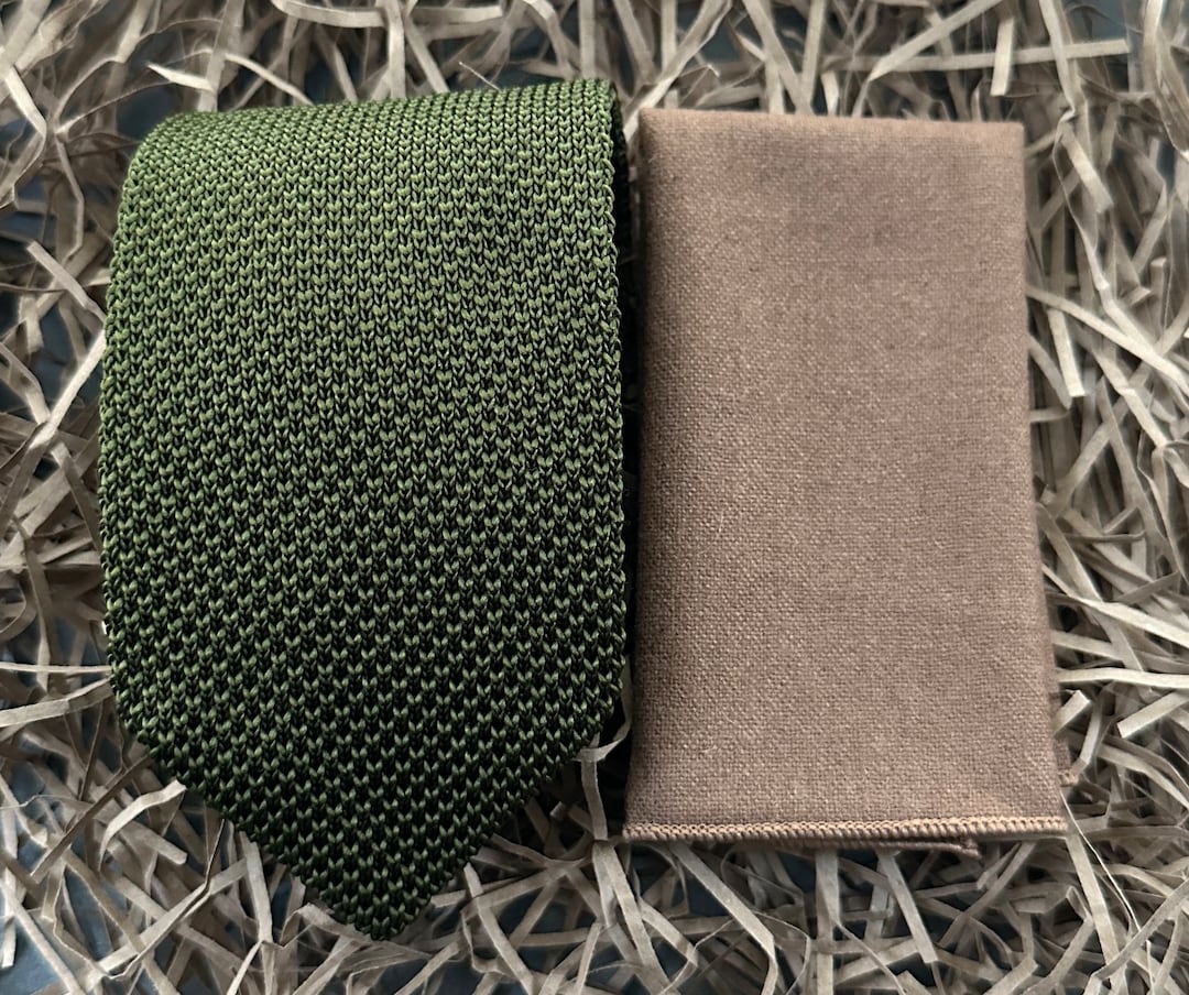 All Duty Paid, No Tariff to Customer: Olive Green Knitted Tie & Camel ...