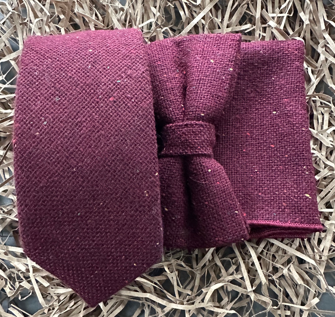 The Oak: Mens Red Tie, Bow Tie, Pocket Square, Red Tie Set, Mens Gifts ...