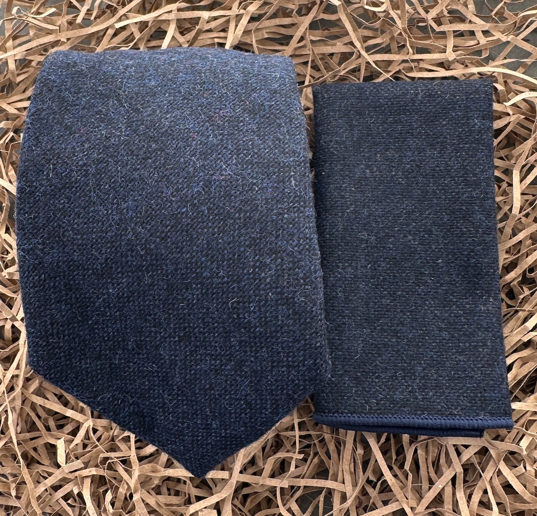 8cm (3") Wide and Skinny Navy Blue Wool Tie: Gift for Boyfriend| Unique ...