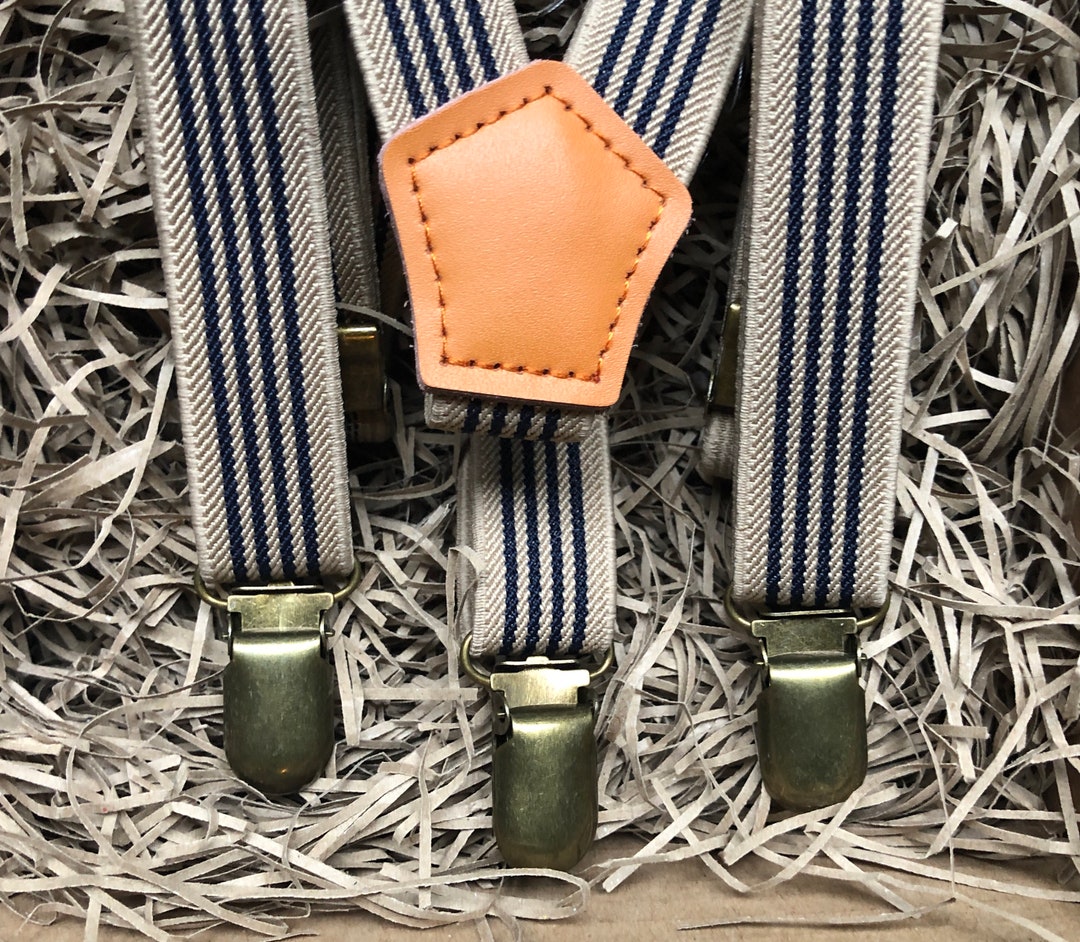 Classic Men's Blue Striped Braces: Stylish Suspenders for Groomsmen ...