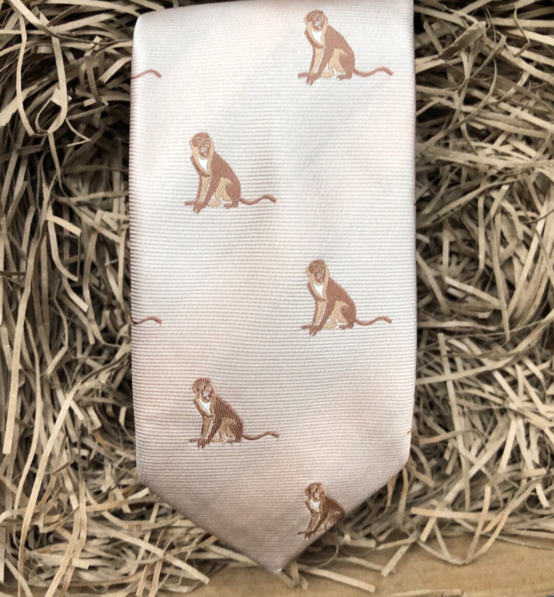The Monkey: Beige Mens Tie With Monkey Design, Mens Ties, Monkey Ties ...