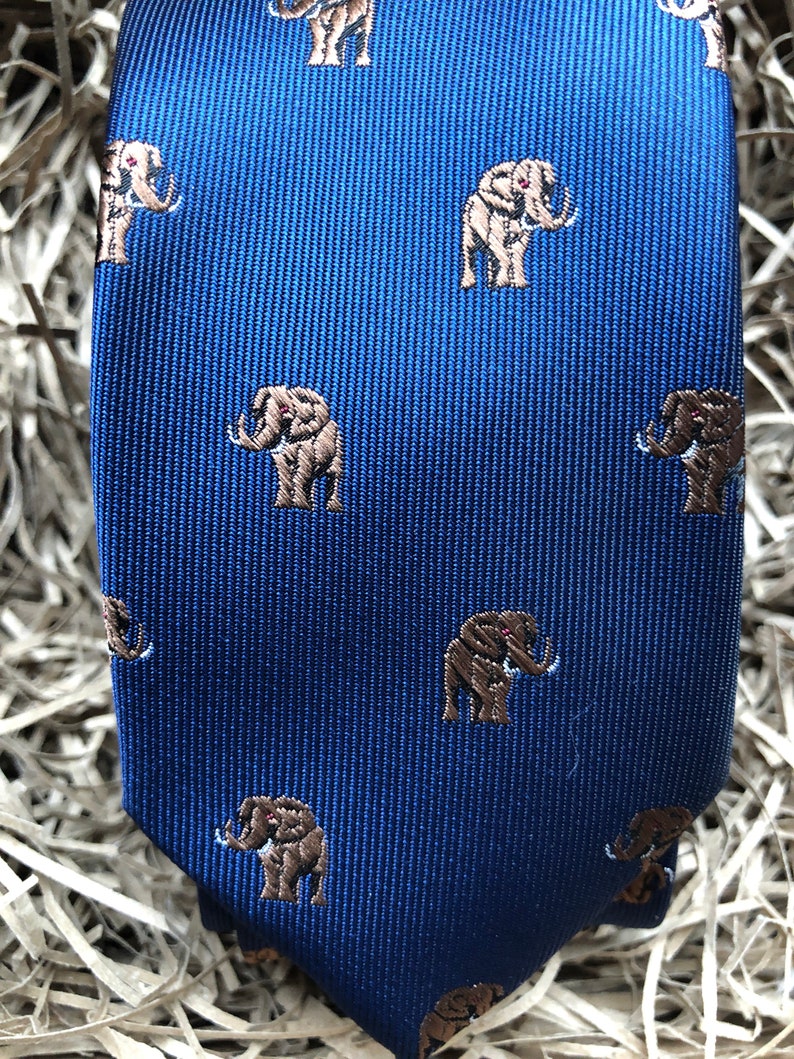 The Elephant: Blue Mens Tie With Elephant Design Mens Ties - Etsy
