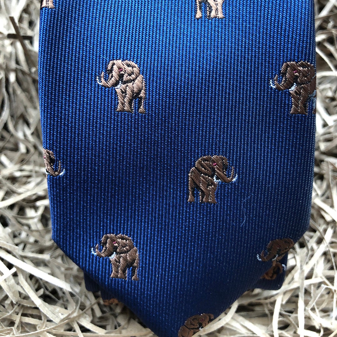 The Elephant: Blue Mens Tie With Elephant Design, Mens Ties, Navy Blue ...