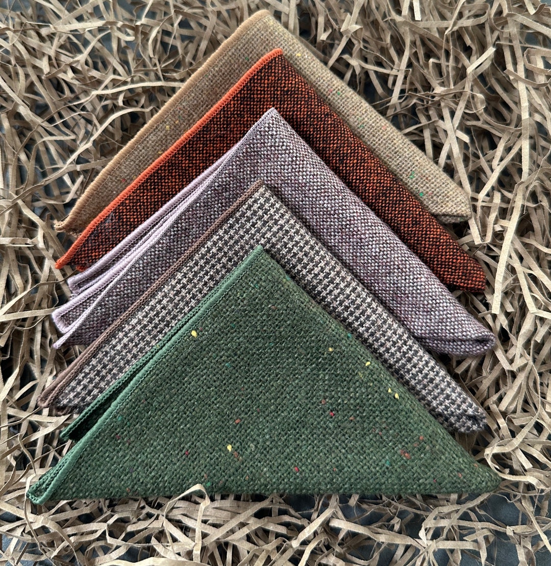 Men's Pocket Square Set, Men’s Wool Handkerchiefs, Unique Groomsmen ...