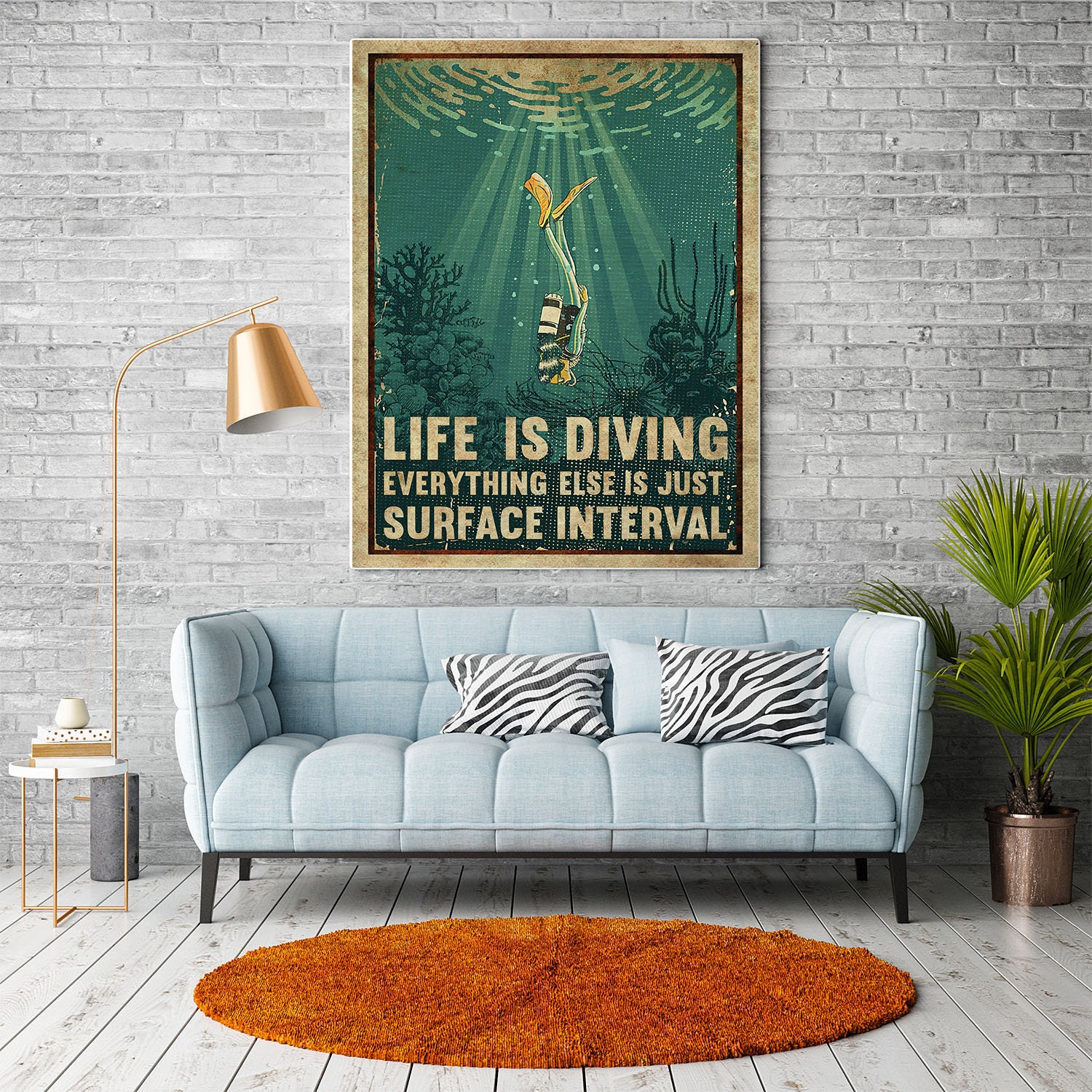 Life Is Diving Vintage Poster Scuba Diving Poster Dive Lover | Etsy