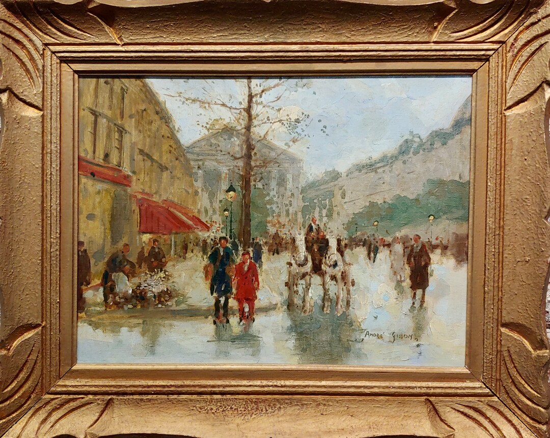 Andre Gisson-paris 1940s Busy Street View a La Madeleine-impressionist ...