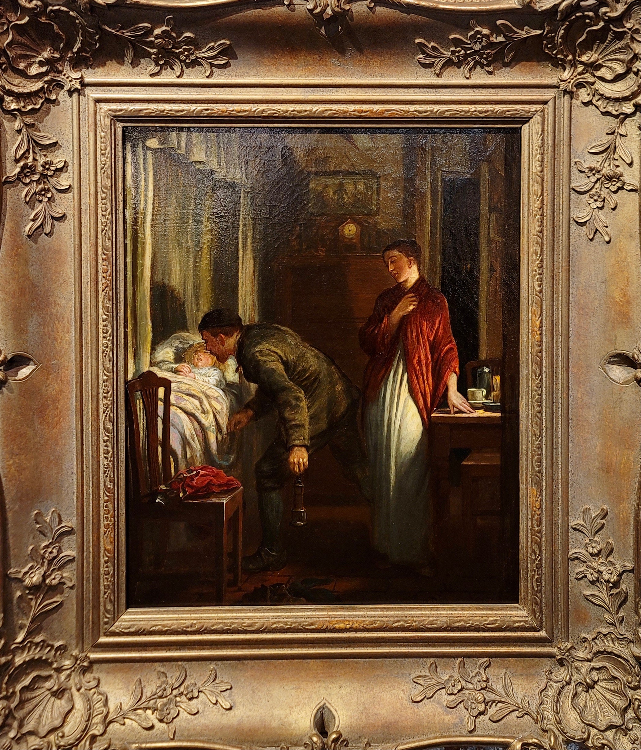 Alfred Dixon -the Miner's Goodbye-19th Century Victorian Oil Painting ...