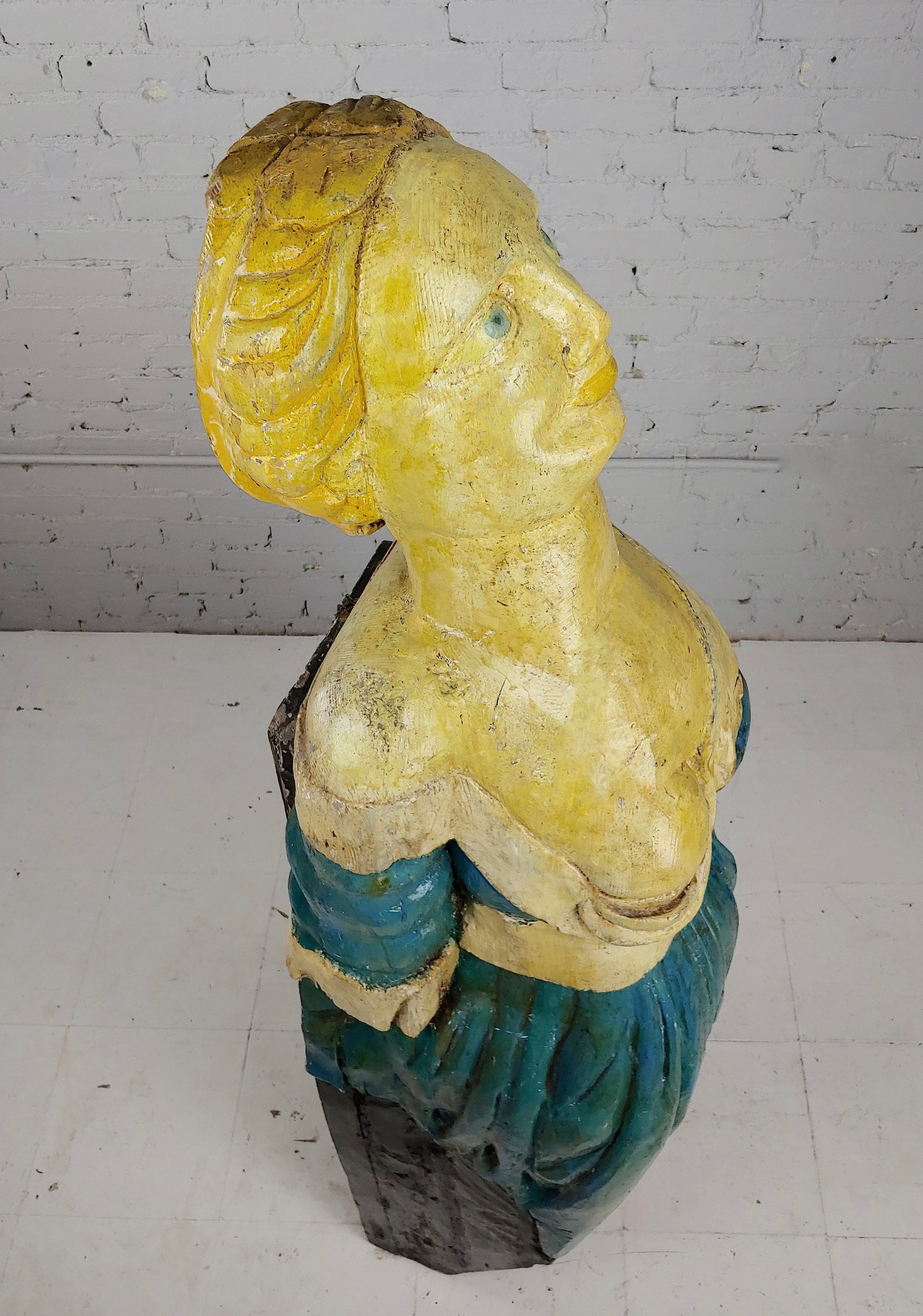 19th Century American Carved Wood & Poly Chromed Ship's Female ...