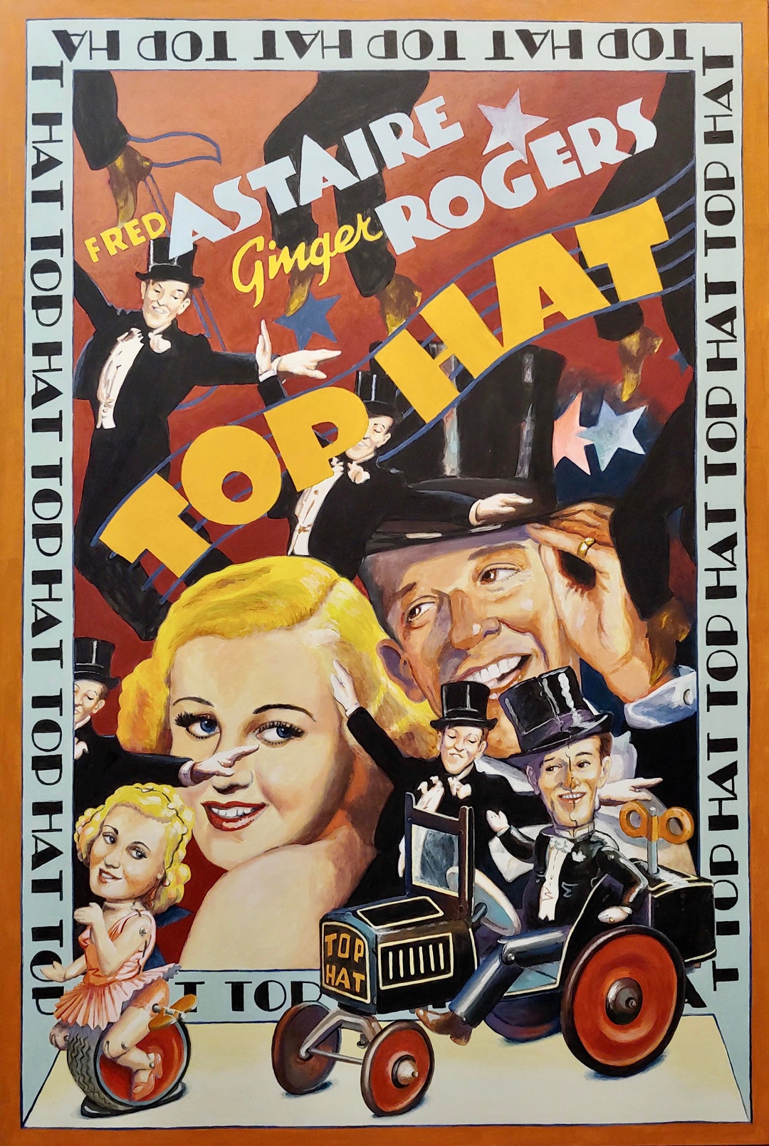 Ralph Massey -ginger Rogers & Fred Astaire Top Hat - Painting - Etsy