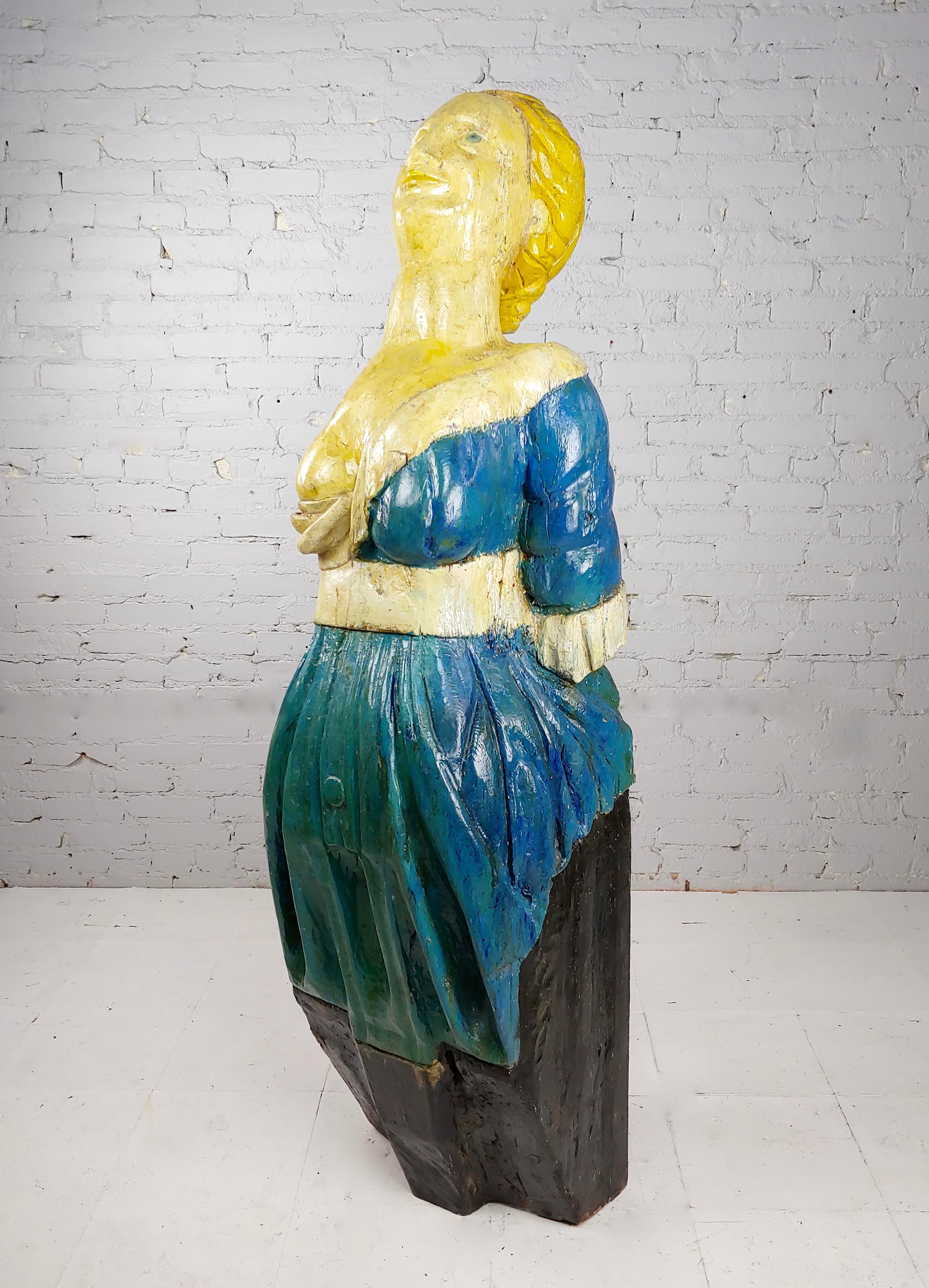 19th Century American Carved Wood & Poly Chromed Ship's Female ...