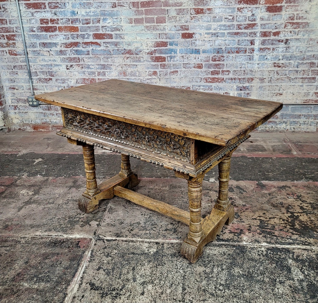 17th Century Spanish Baroque Writing Table -carved Walnut - Etsy