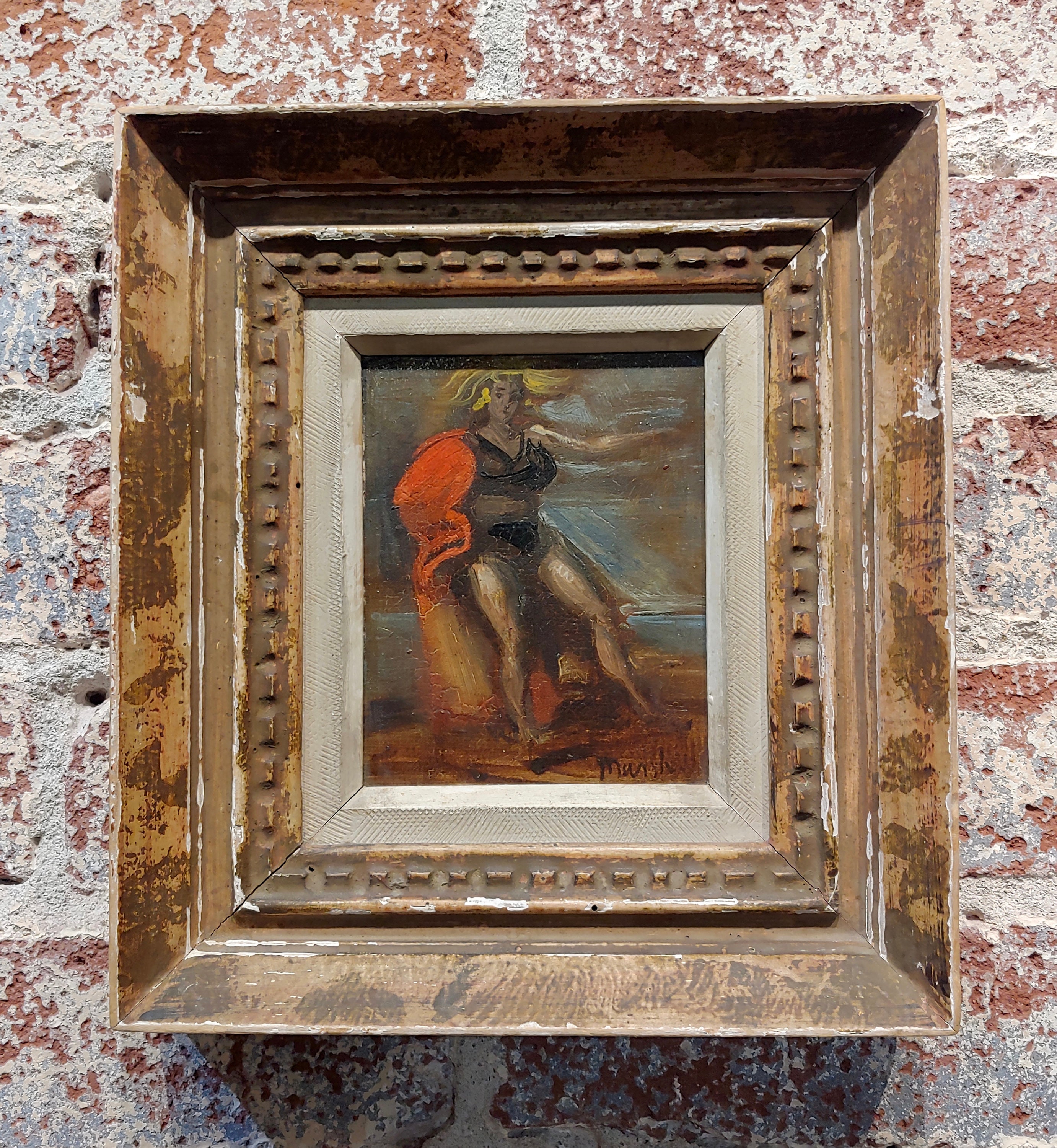 Reginald Marsh -blonde Woman With a Red Cape on the Boardwalk -oil ...
