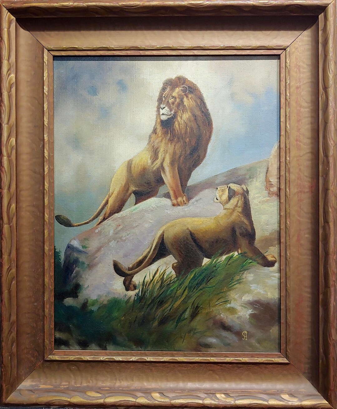 Pair of Lions - 19th Century Victorian Oil Painting on Canvas - Etsy