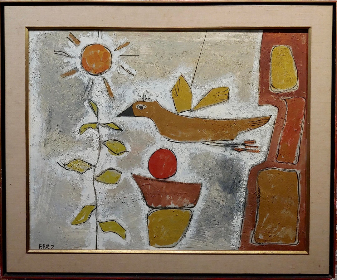 F. Baez - the Bird of Love -expressionist Oil Painting - Etsy