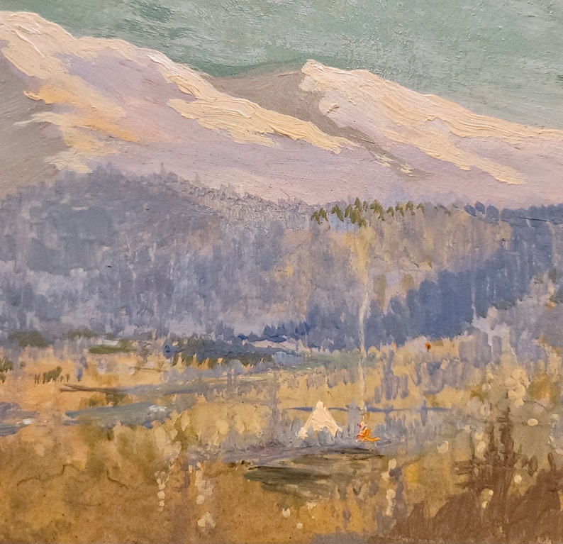 Perham Nahl 1920s Western Landscape W/native American Teepee oil ...