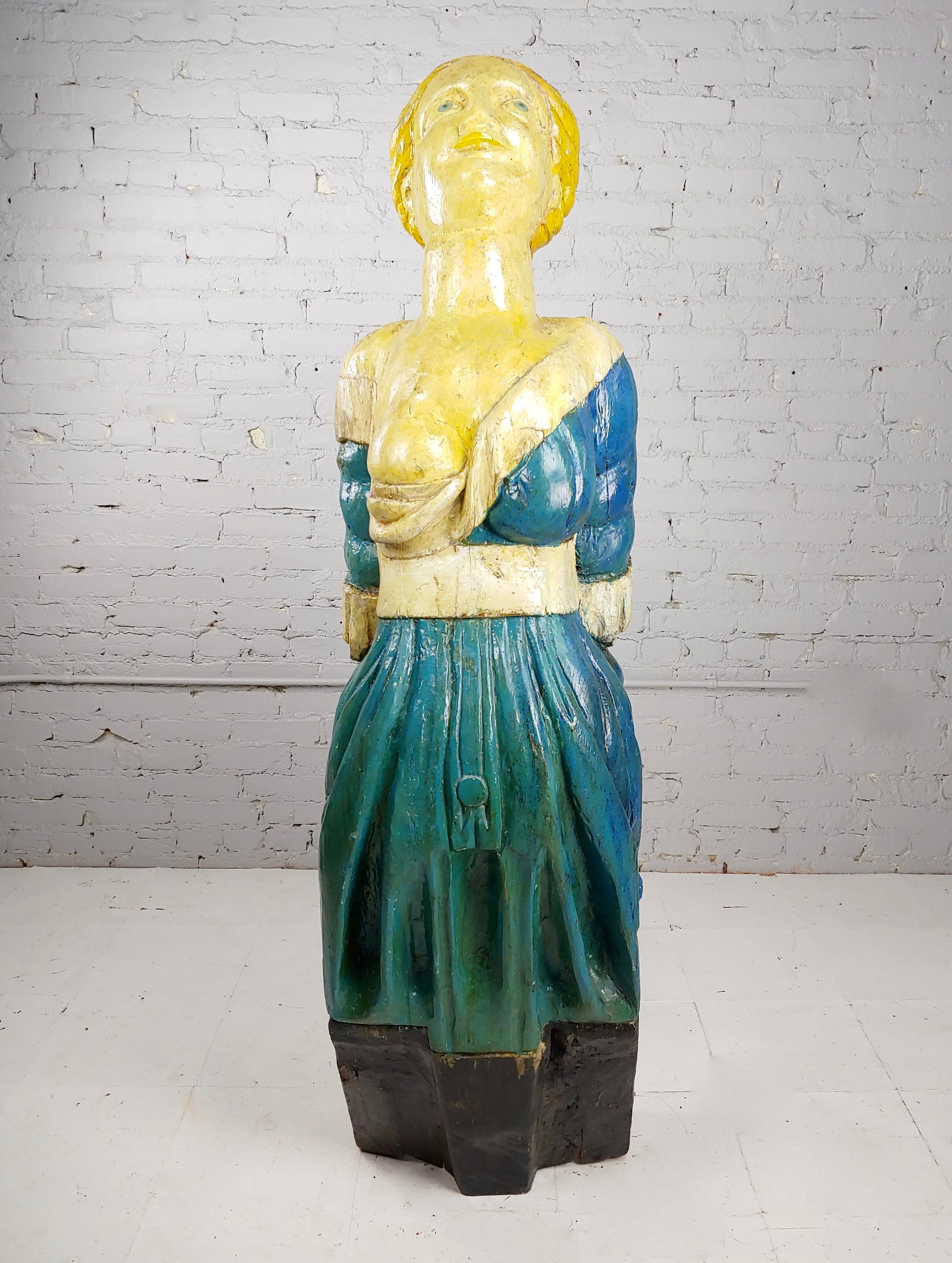19th Century American Carved Wood & Poly Chromed Ship's Female ...