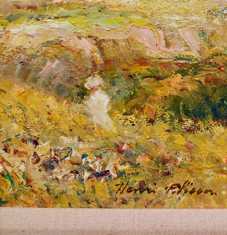 Henri Plisson -women in White Dresses Picking Flowers by the French ...