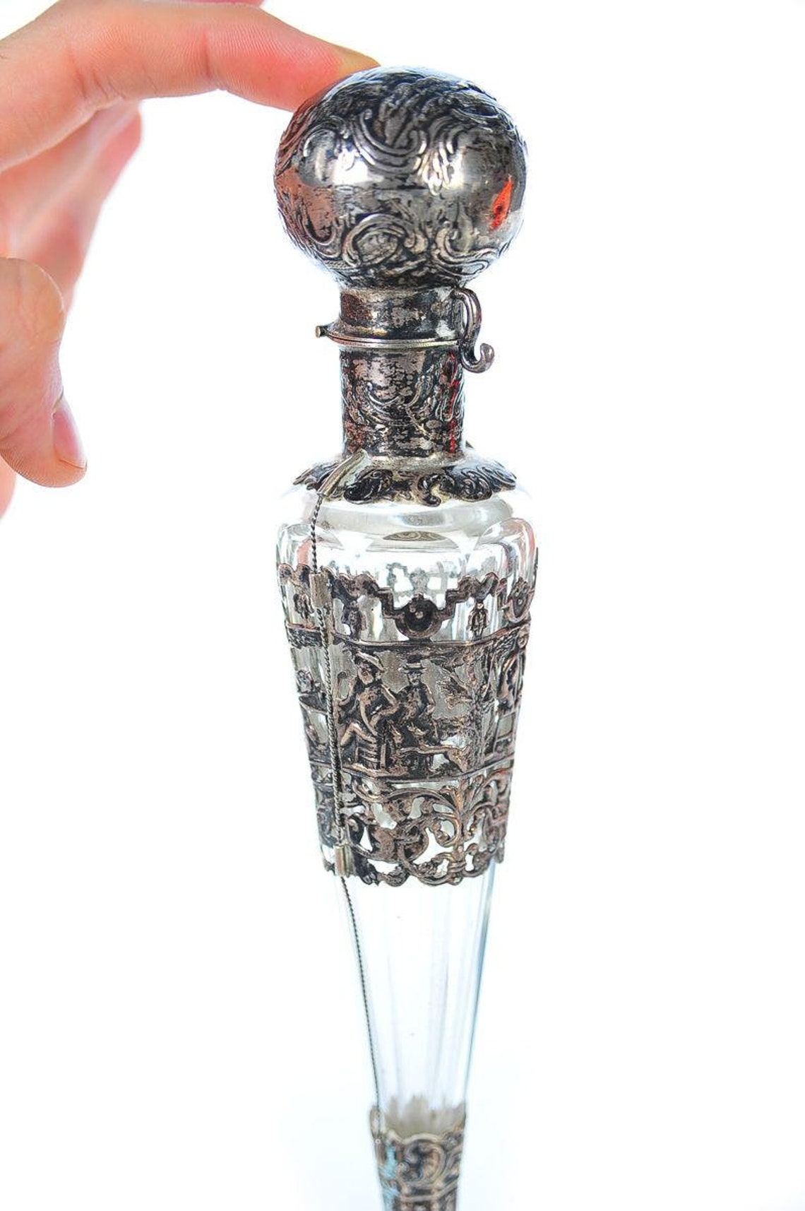 Victorian Crystal & Silver Perfume Bottle - Etsy