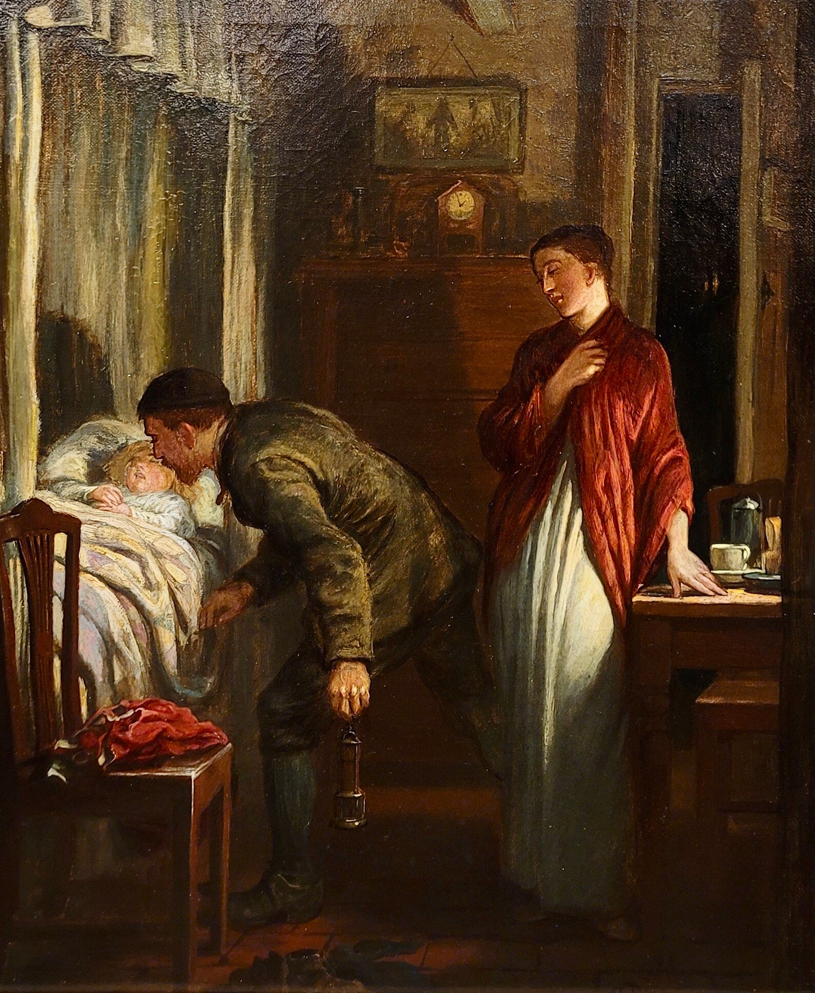 Alfred Dixon -the Miner's Goodbye-19th Century Victorian Oil Painting ...