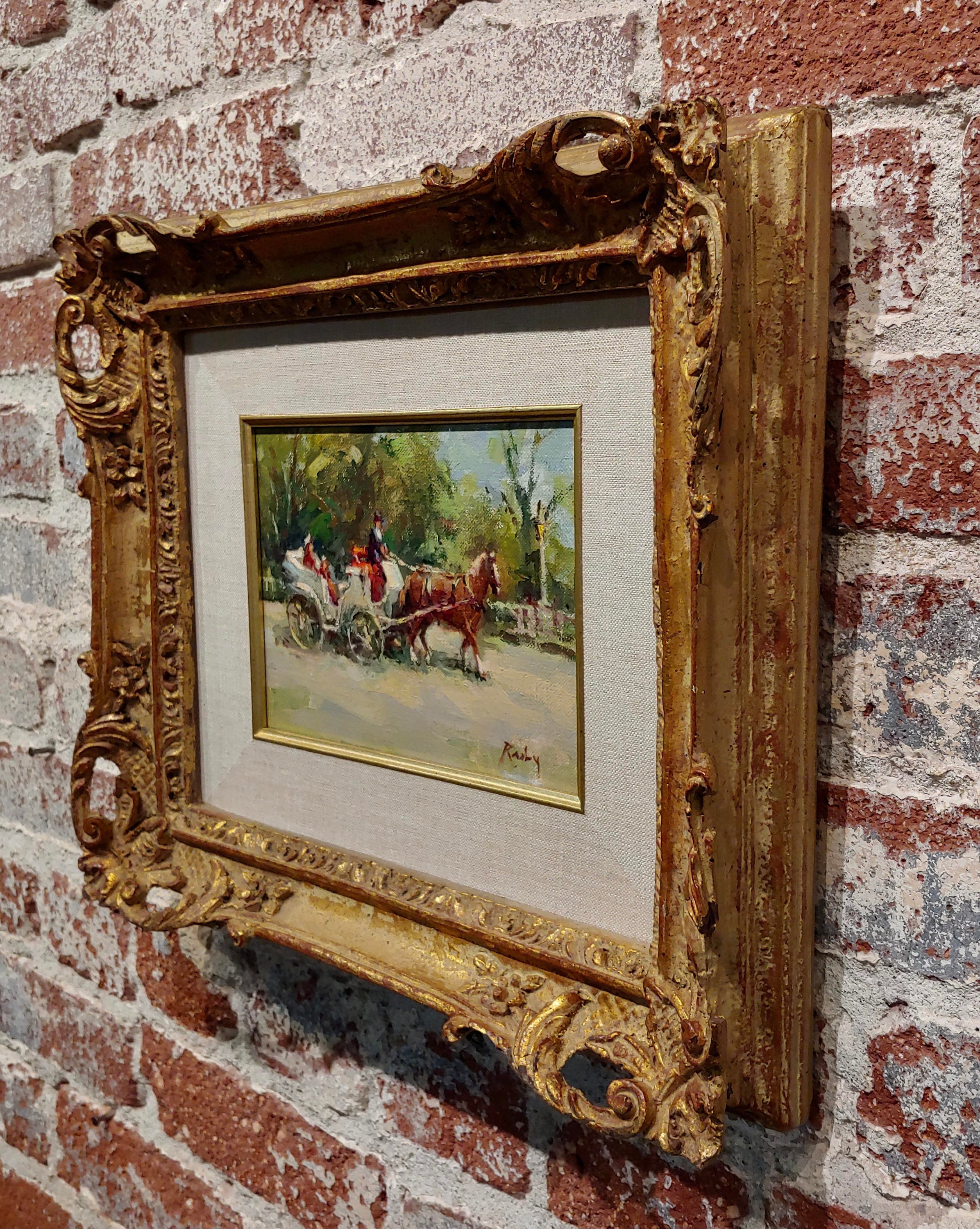 Claire Ruby -mother & Daughter Sunday Ride in a Horse Carriage -oil ...