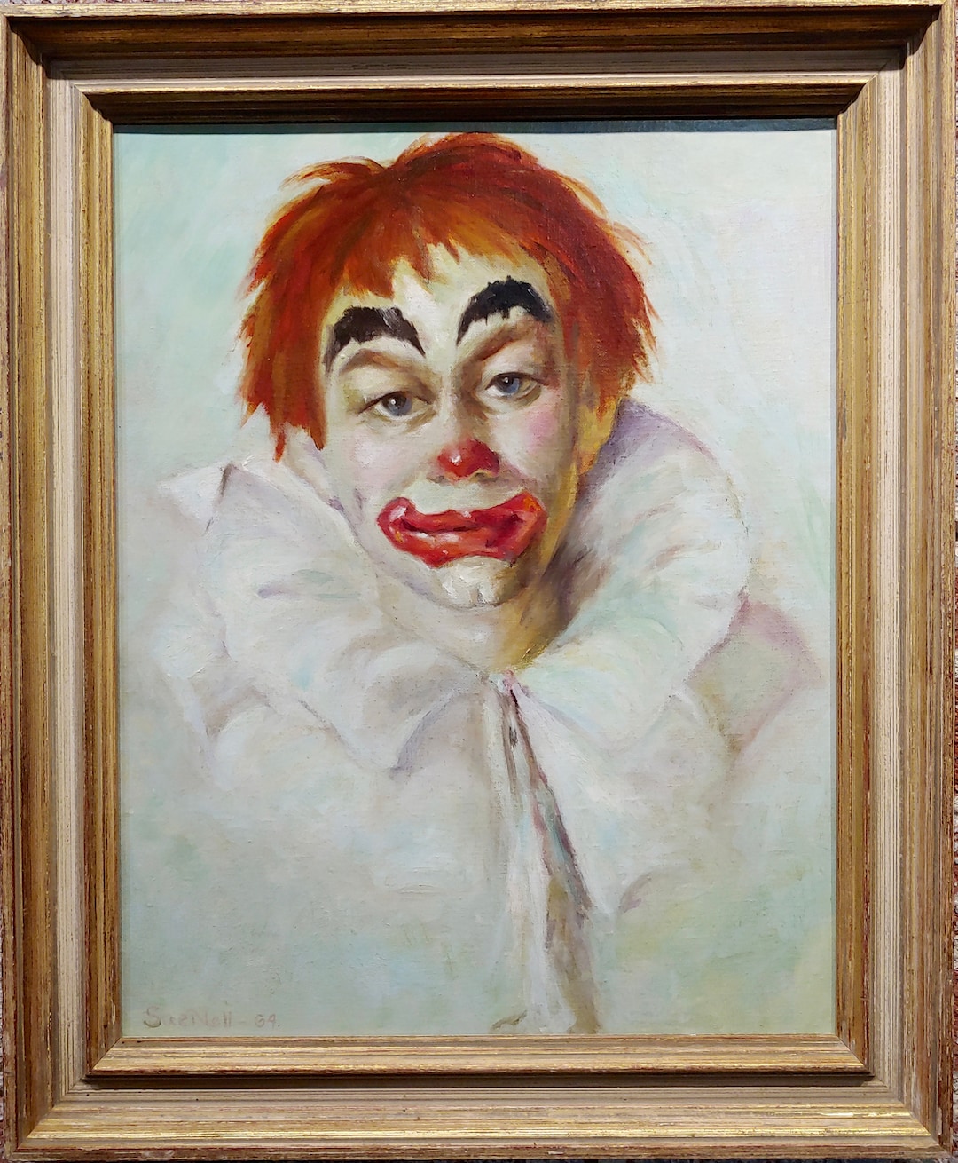 Sue Nell - Portrait of a Blue Eyes Clown - 1960s Oil Painting - Etsy