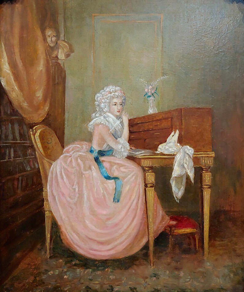 19th Century French Mistress Writing a Love Letter -oil Painting - Etsy