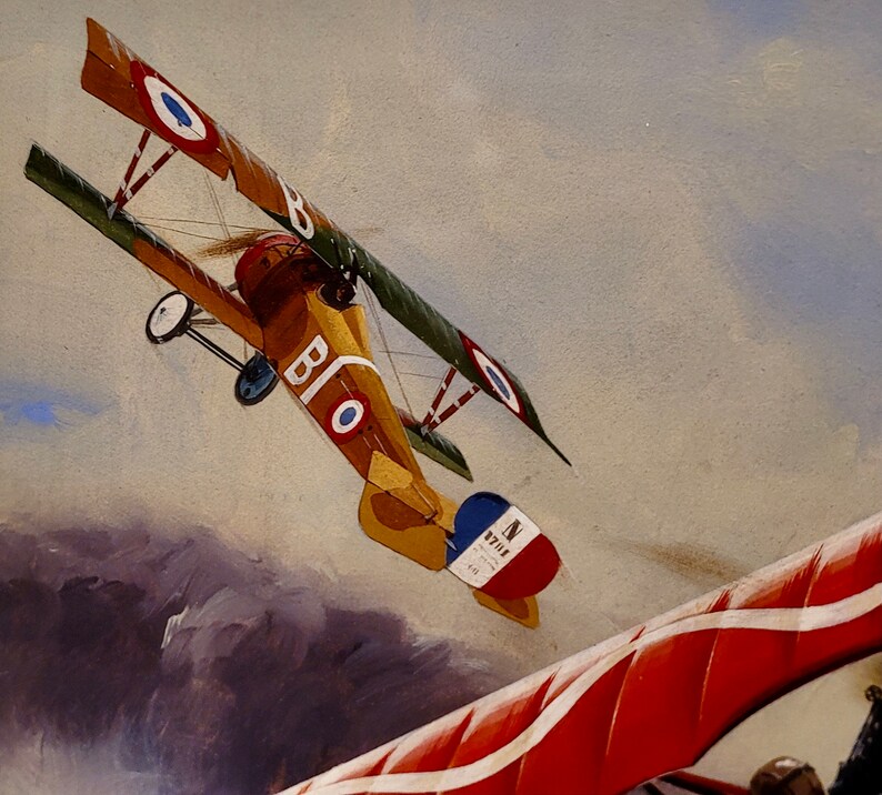 The Red Baron in a WWI Dogfight With a French Plane - Painting - Etsy