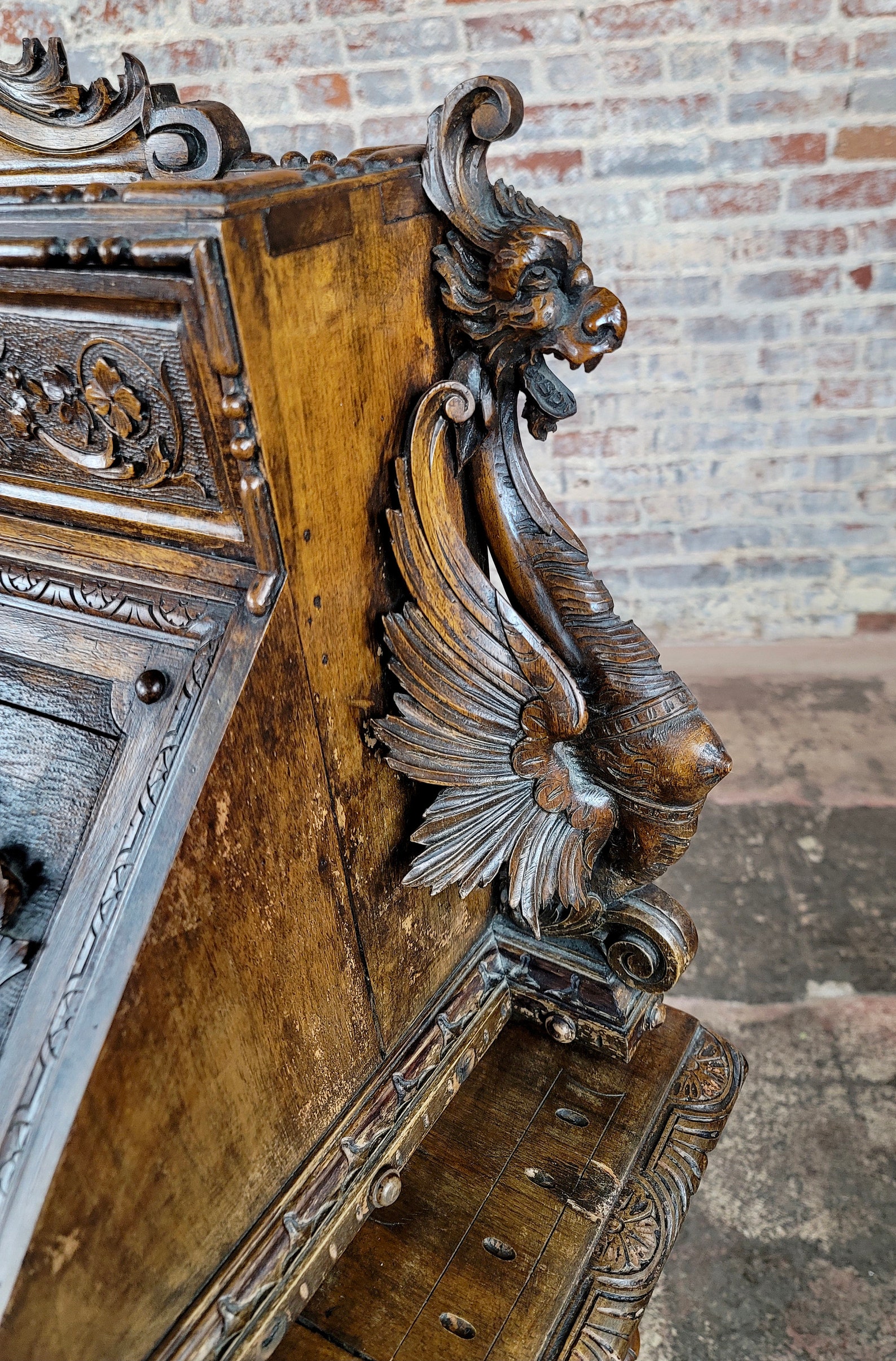 19th Century Highly Carved Italian Drop Leaf Desk W/ Griffin & Putti - Etsy