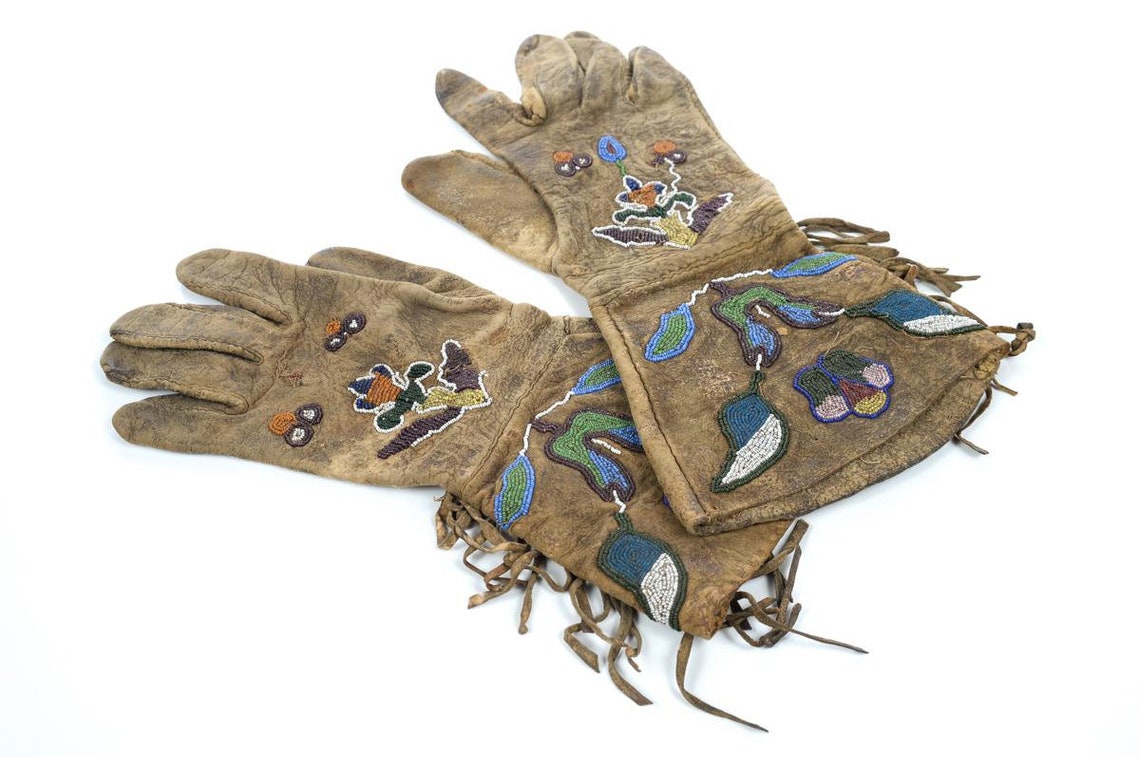 Antique Native American Indian Beaded Gauntlets Gloves - Etsy