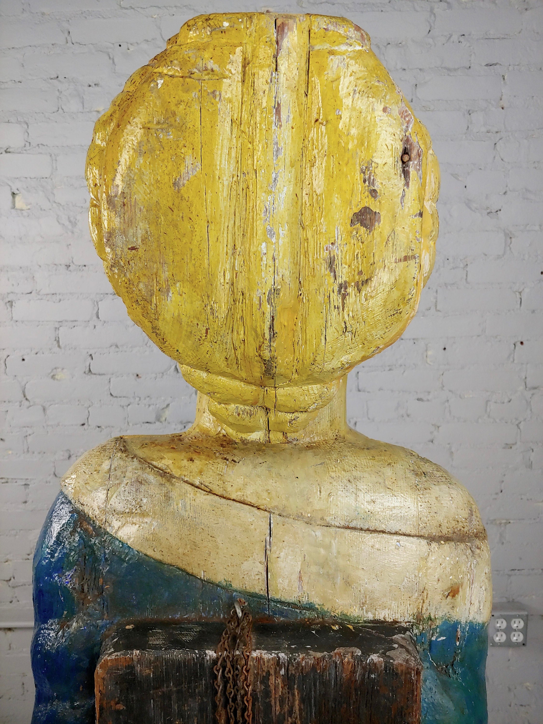 19th Century American Carved Wood & Poly Chromed Ship's Female ...