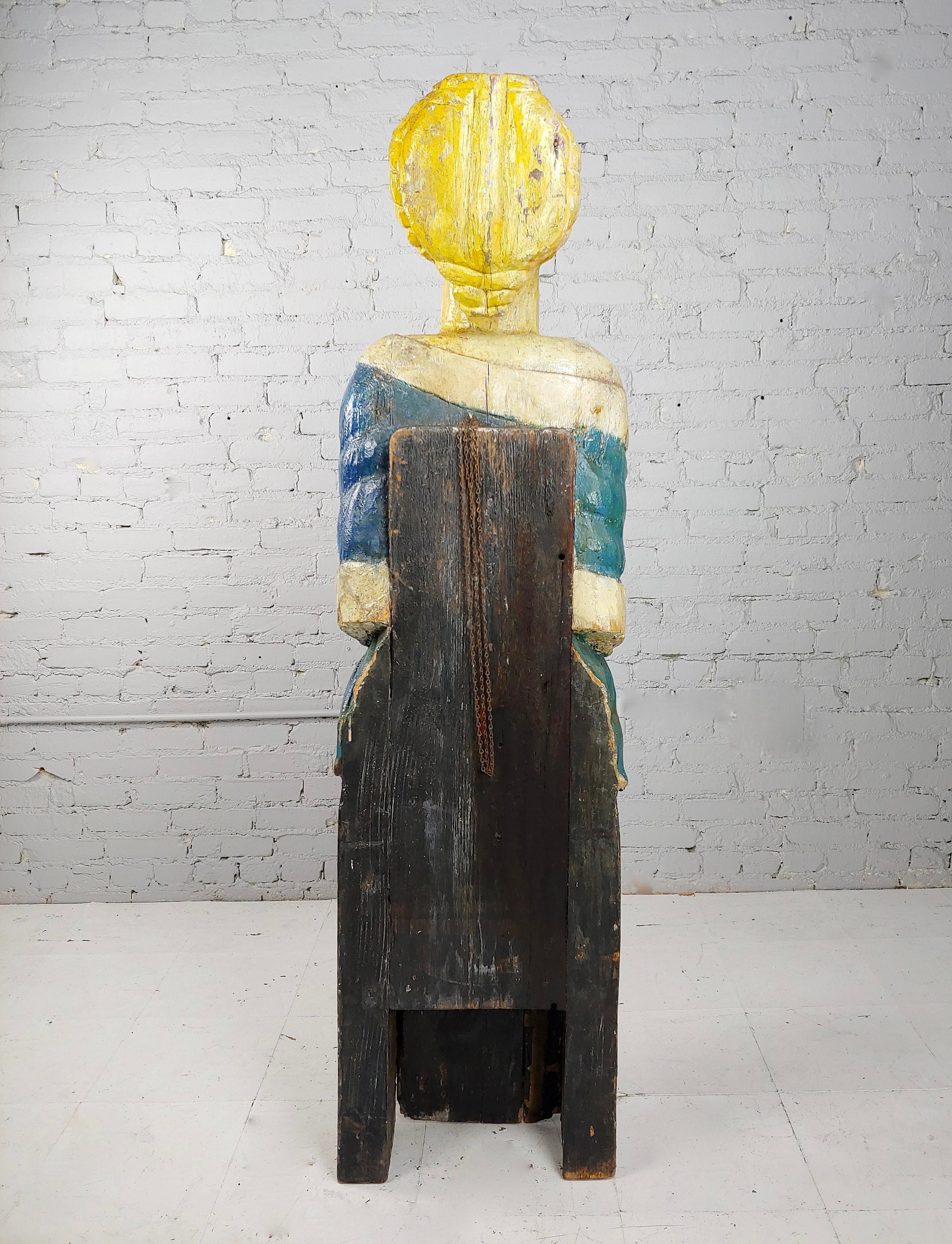 19th Century American Carved Wood & Poly Chromed Ship's Female ...
