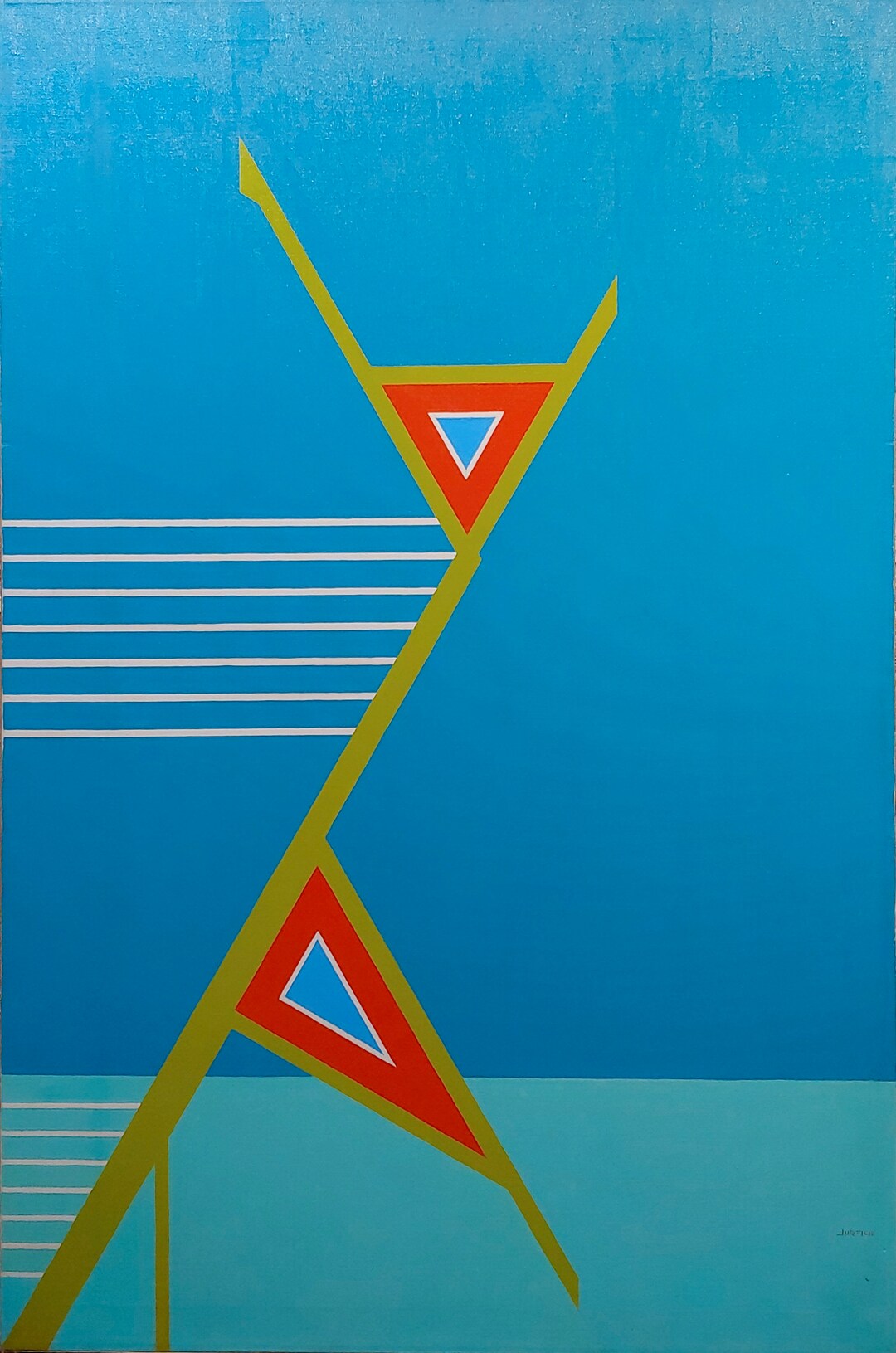 Jack Justice 1960s Abstract Composition of Geometric Hard Edge - Oil ...