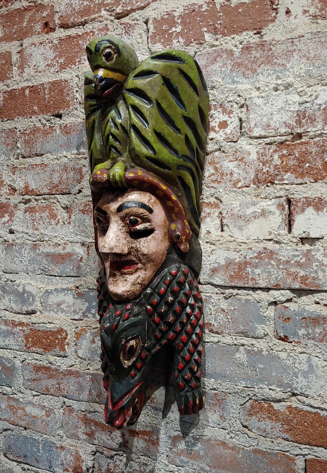 Antique Wood Carved Painted Mexican Mask - Etsy