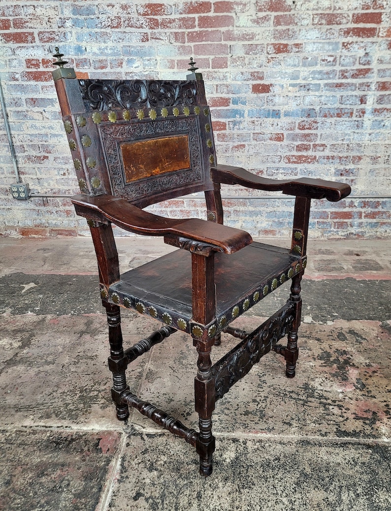 18th Century Spanish Baroque Carved Walnut Armchair - Etsy