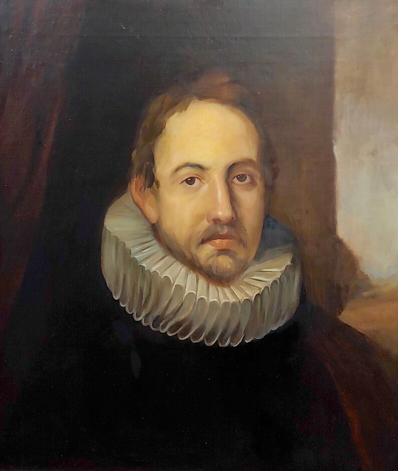 18th Century Portrait of a Spanish Gentleman With a Ruff Collar-oil ...