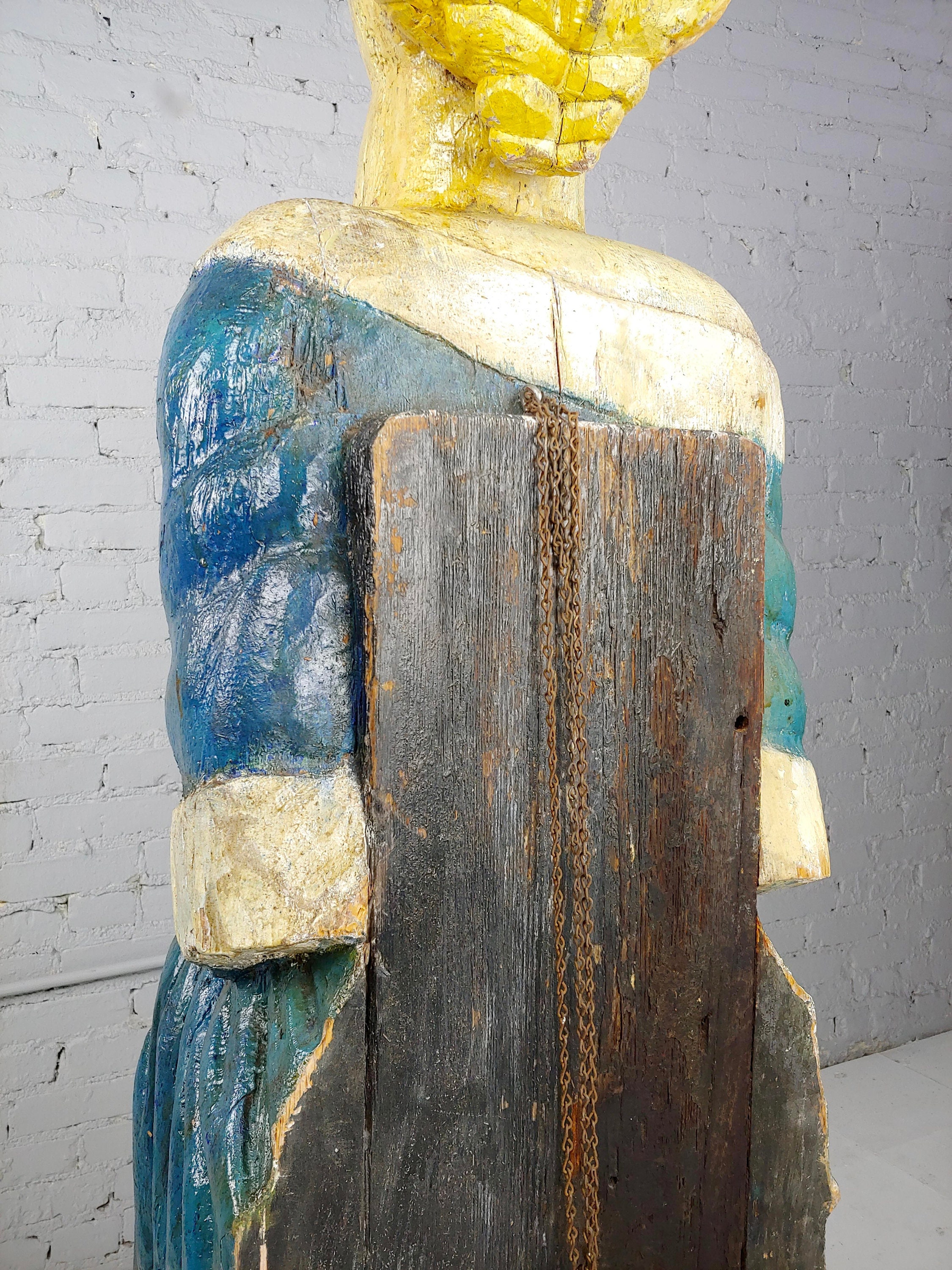 19th Century American Carved Wood & Poly Chromed Ship's Female ...