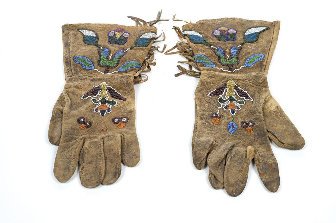 Antique Native American Indian Beaded Gauntlets Gloves - Etsy