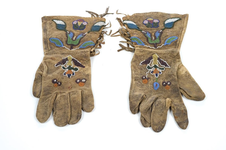 Antique Native American Indian Beaded Gauntlets Gloves - Etsy