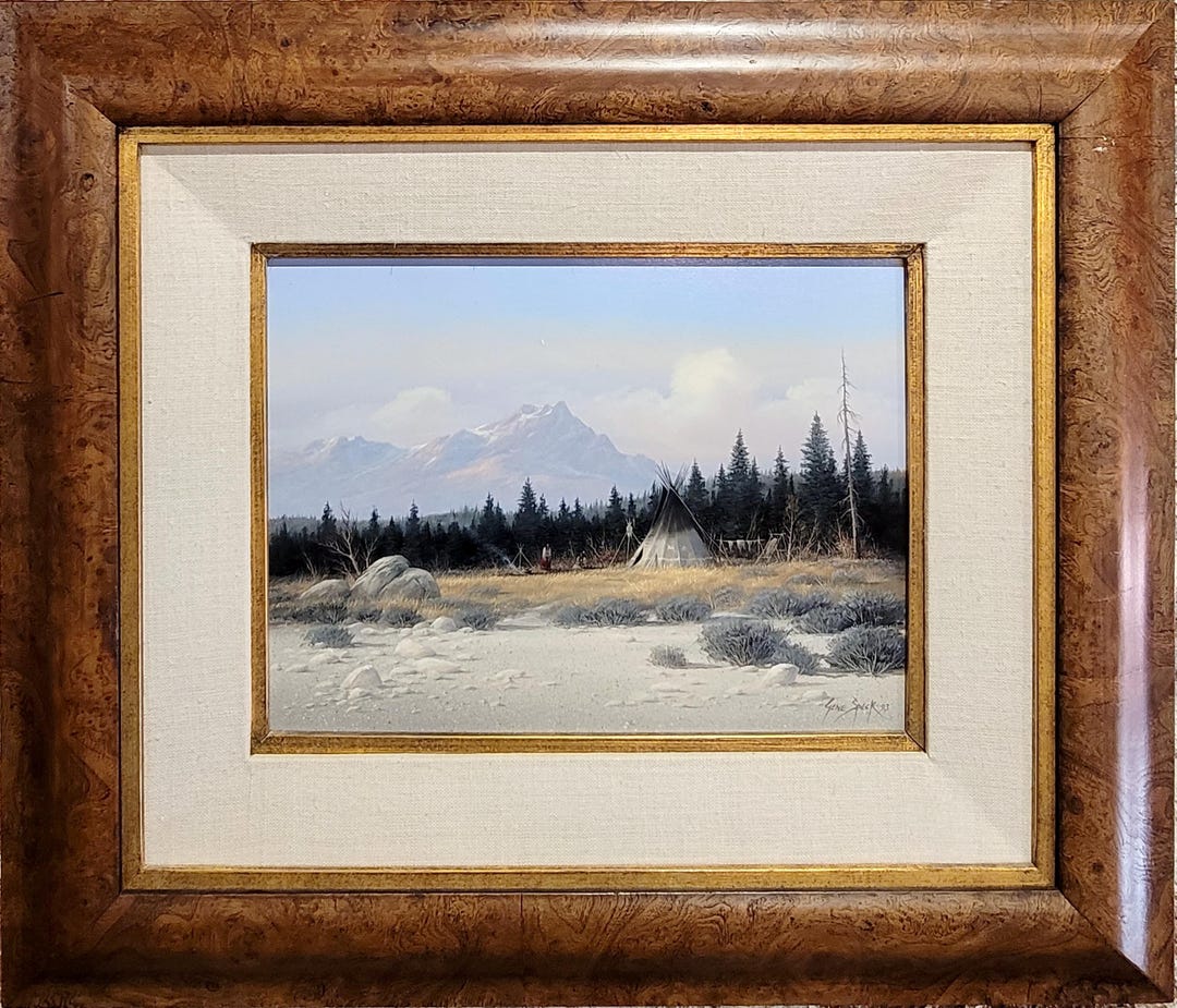 Gene Speck -indian Encampment With Teepee- Oil Painting - Etsy