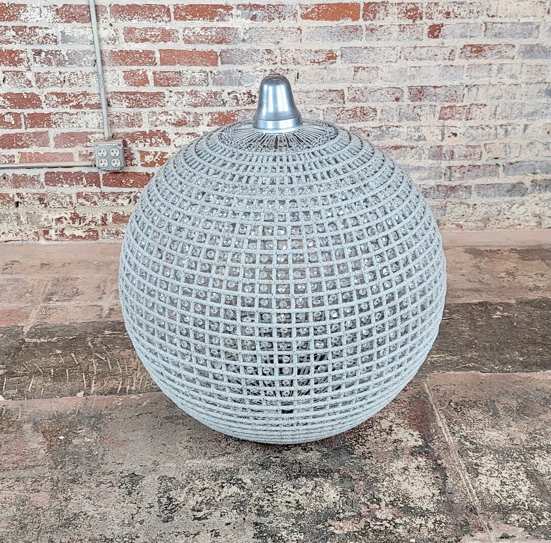 1970s Vintage Large 35" Wide Crystal Beaded Pendant Ball -light Fixture ...