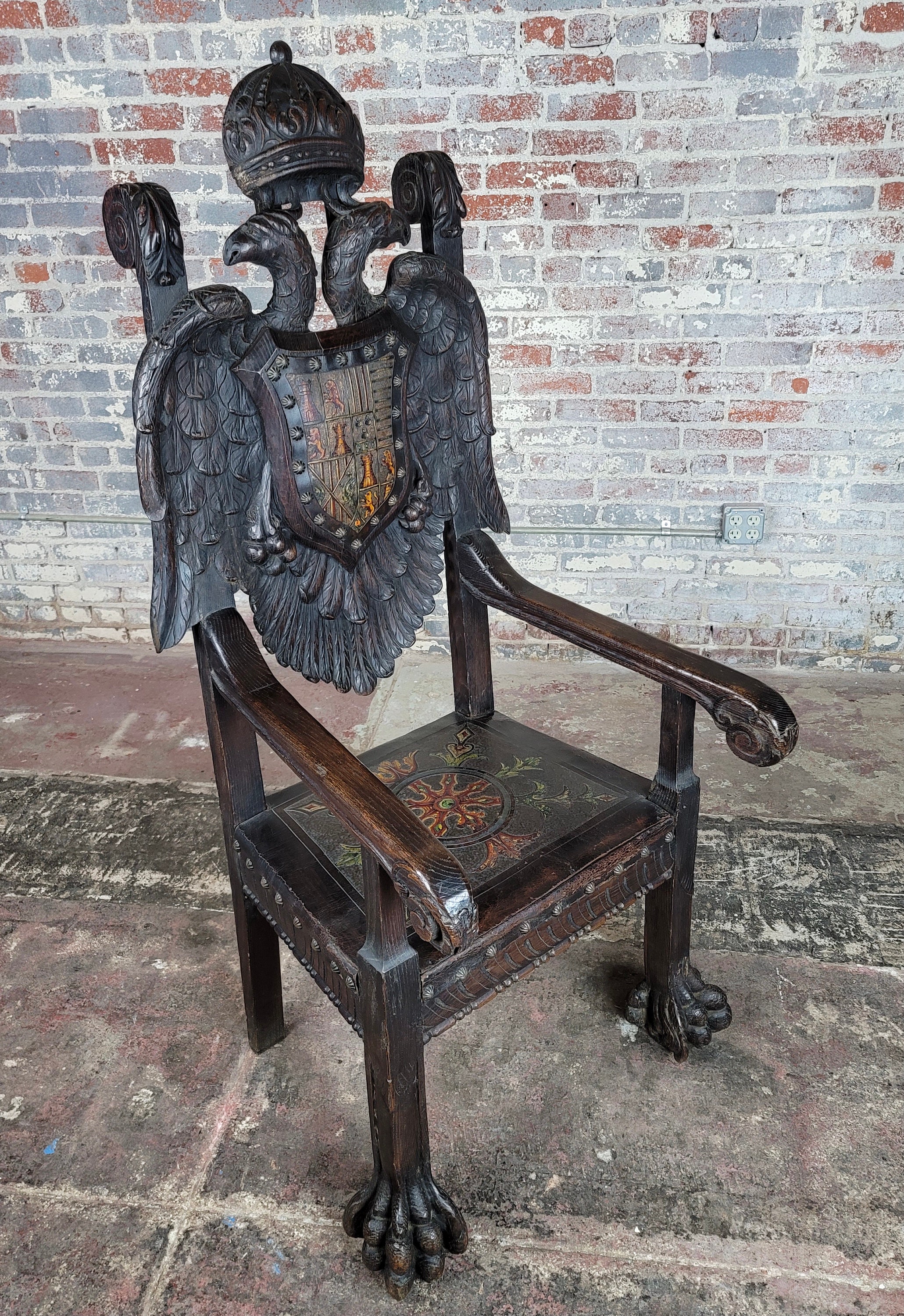 19th Century Carved Chair W/the Holy Roman Empire Coat of Arm - Etsy