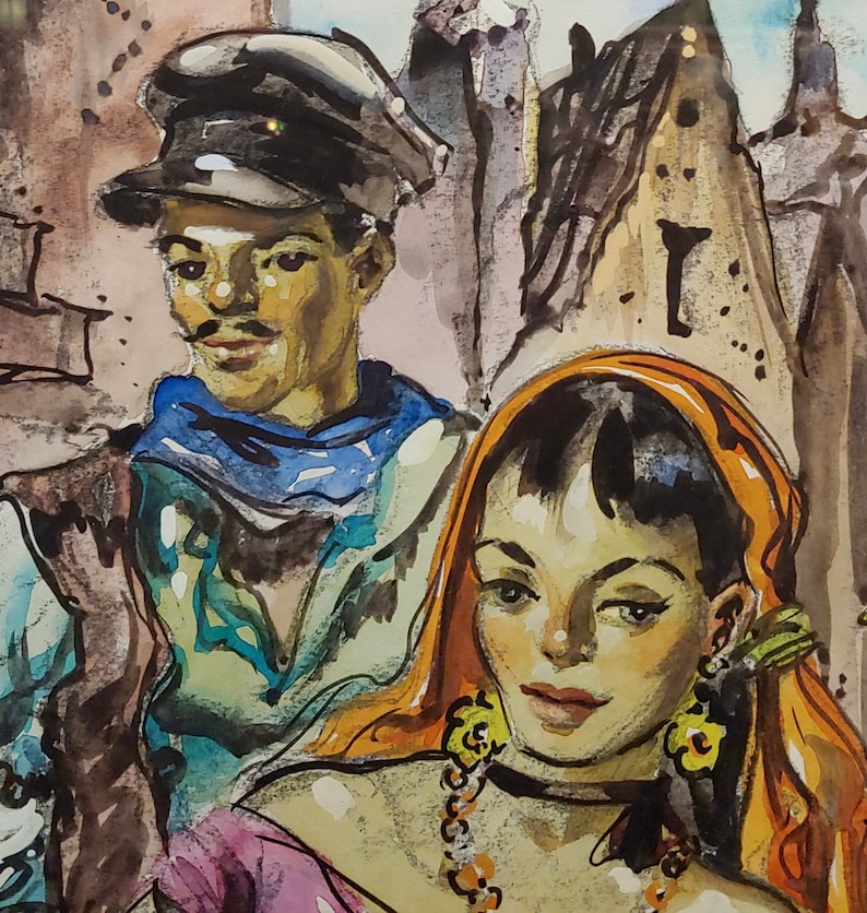 Frank Howard Bowers young Couple at the French Market painting 1954 - Etsy
