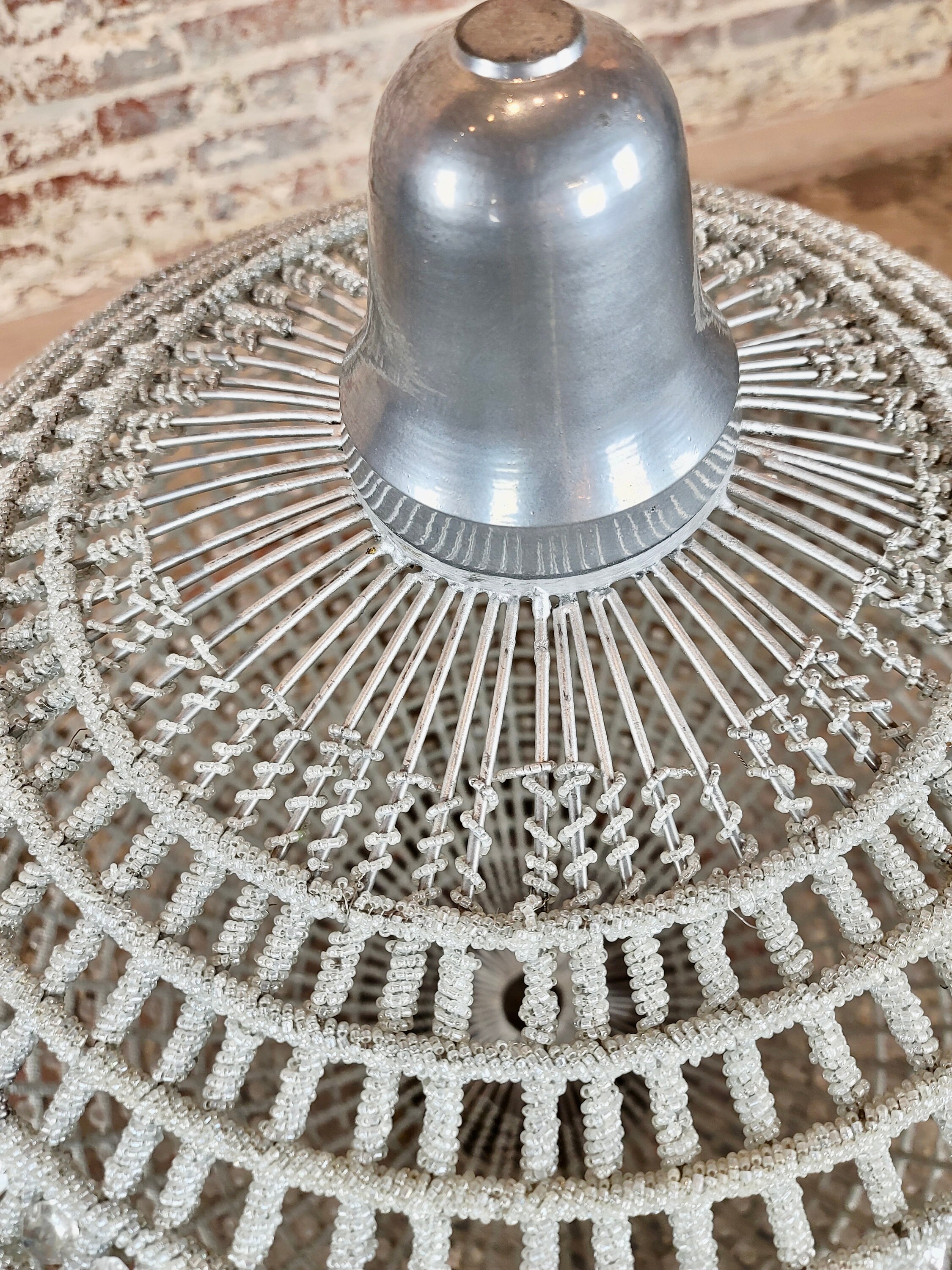 1970s Vintage Large 35" Wide Crystal Beaded Pendant Ball -light Fixture ...