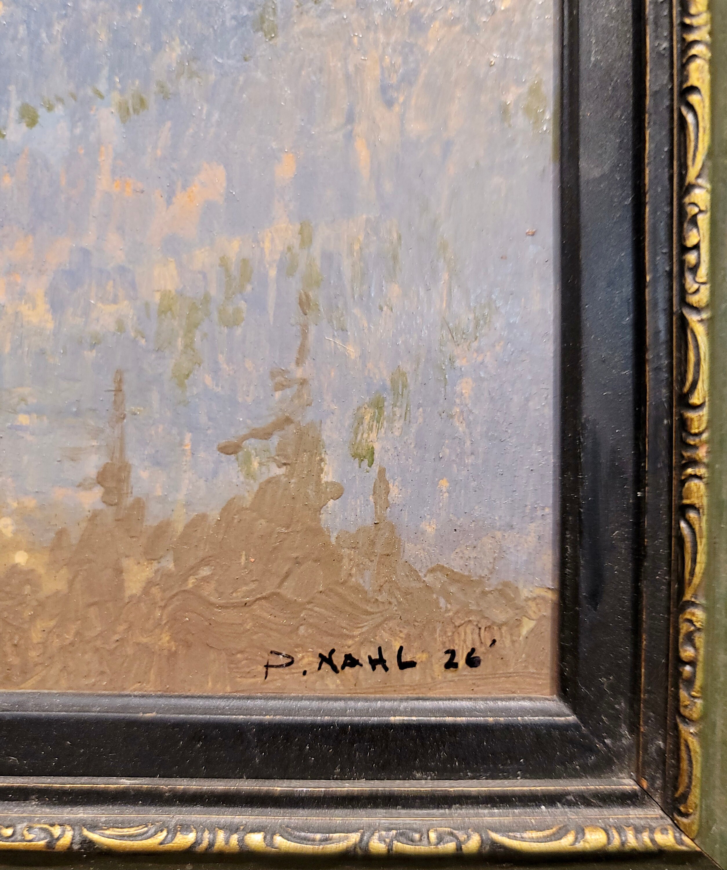 Perham Nahl 1920s Western Landscape W/native American Teepee oil ...